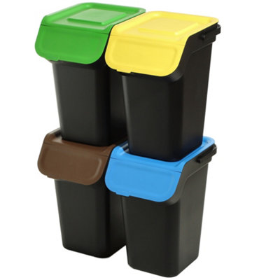 KADAX Waste Separation System Set, Waste Bin with Airtight Hinged Lid ...