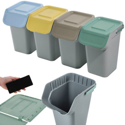 KADAX Waste Separation System Set, Waste Bin with Airtight Hinged Lid ...