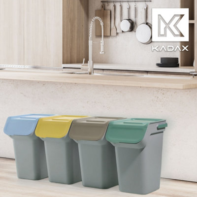 KADAX Waste Separation System Set, Waste Bin with Airtight Hinged Lid ...