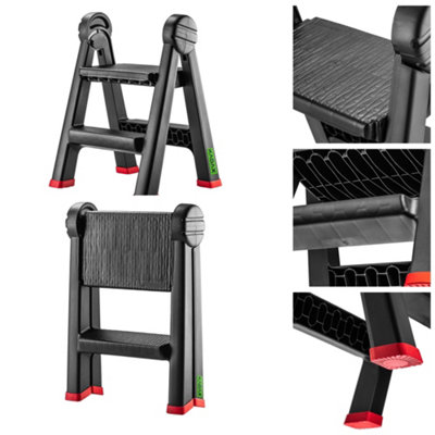 KADAX Workshop Folding Ladder, 47 x 44 x 63 cm Plastic Step Ladder ...
