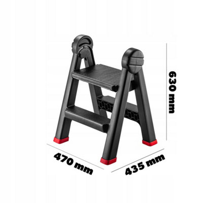 KADAX Workshop Folding Ladder, 47 x 44 x 63 cm Plastic Step Ladder ...