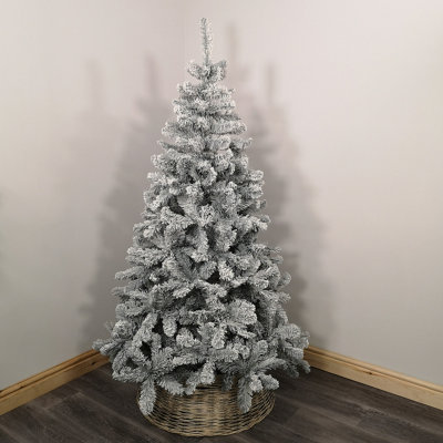 Kaemingk 8ft (240cm) Flocked Snowy Imperial Pine Hinged Christmas Trees | DIY at B&Q
