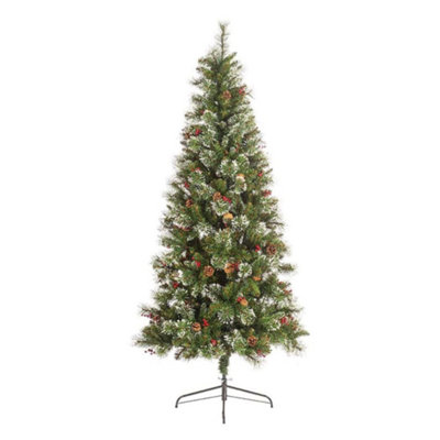 Kaemingk Ipswich Snowy Christmas Pre-Lit Tree Green (90cm)