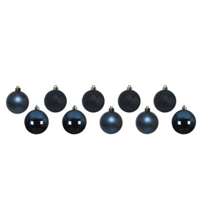 Kaemingk Shatterproof Plain Christmas Bauble (Pack of 10) Blue (One Size)