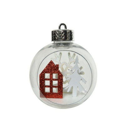 Kaemingk Shatterproof Snow Globe Bauble Clear/Red/White (One Size)