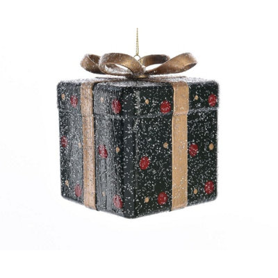 Kaemingk Square Present With Hanger Black/Red (9 x 8.5 x 11cm) | DIY at B&Q