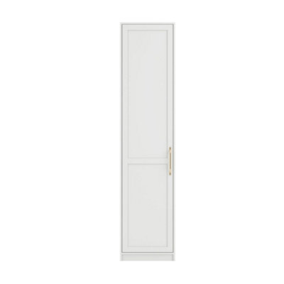 Kahs White 1-Door Shaker Wardrobe with Brushed Brass Handle