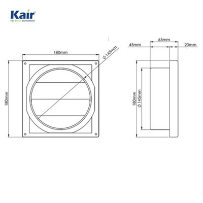 Kair 150mm Wall Outlet - Gravity Grille Stainless Steel Ducting Vent