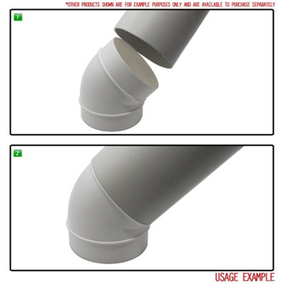 Kair 45 Degree Elbow Bend 100mm - 4 inch Round Plastic Ducting Joint to ...