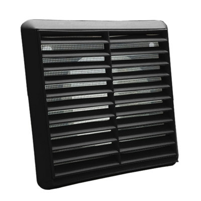 Kair Black Louvred Wall Vent Grille 155mm External Dimension with ...