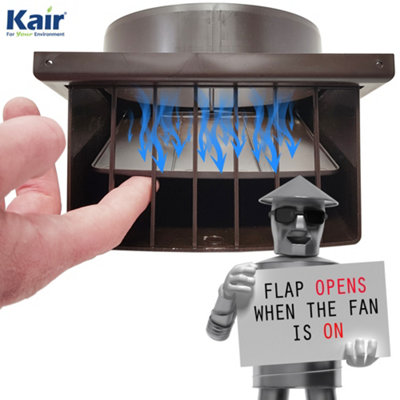 Kair Brown Cowled Outlet Grille 183mm External Dimension Wall Vent With ...