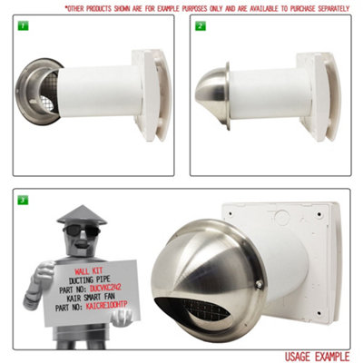 Kair Bull-Nose External Vent 100mm - 4 inch Rear Spigot Stainless Steel ...