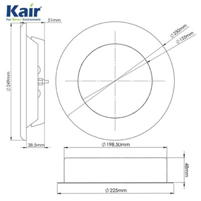 Kair Ceiling Extract Valve 200mm - 8 inch White Coated Metal Vent