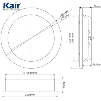 Kair Ceiling Supply Valve 200mm - 8 inch White Coated Metal Vent
