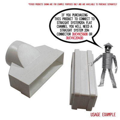 Kair Ducting Adaptor 204mm x 60mm to 100mm - 4 inch Rectangular to ...