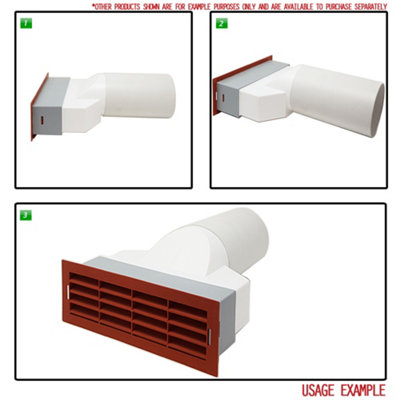 Kair Ducting Adaptor 204mm x 60mm to 100mm - 4 inch Rectangular to ...