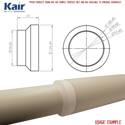 Kair Ducting Reducer 125mm to 100mm - 5 to 4 inch Duct Pipe Reduction ...