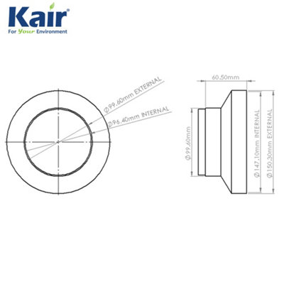 Kair Ducting Reducer 150mm to 100mm - 6 to 4 inch Duct Pipe Reduction ...