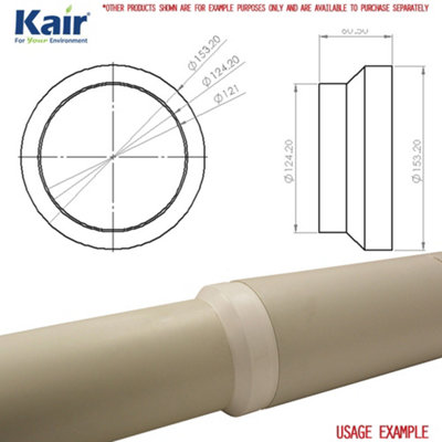Kair Ducting Reducer 150mm to 125mm - 6 to 5 inch Duct Pipe Reduction ...