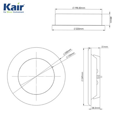 Kair Fire Rated Ceiling Extract Valve 200mm - 8 inch White Coated Metal ...