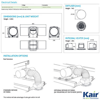 Shop Kair Kalahari ECO Positive Input Ventilation Loft Unit with Heater