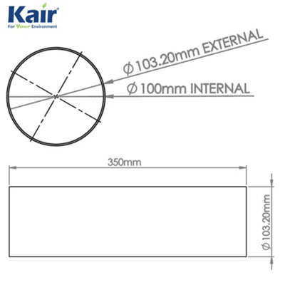 Kair Plastic Ducting Pipe 100mm - 350mm Short Length - Rigid Straight ...
