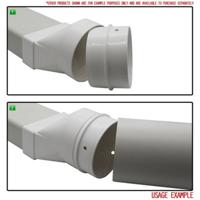 Kair Plastic Ducting Pipe 100mm - 4 inch / 1 Metre Long Length - Rigid ...