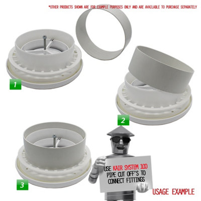 Kair Plastic Round Ceiling Vent 100mm - 4 inch Diffuser / Extract Valve ...