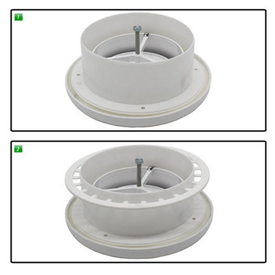 Kair Plastic Round Ceiling Vent 125mm - 5 inch Diffuser / Extract Valve ...