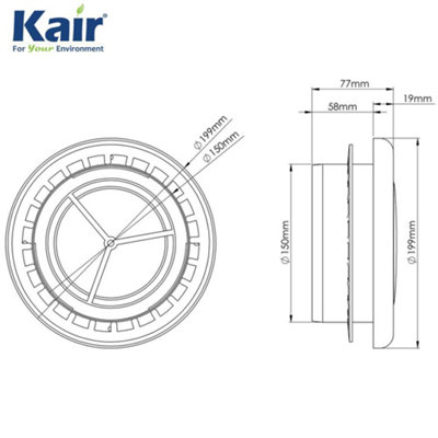 Kair Plastic Round Ceiling Vent 150mm - 6 inch Diffuser / Extract Valve ...