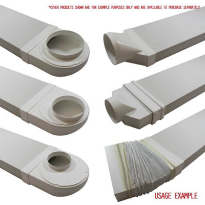 Kair Rectangular Flat Ducting 204mm x 60mm - 1 Metre Length Flat Channel Pipe