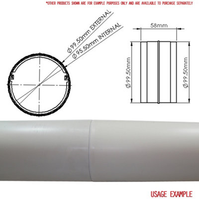 Kair Round Connector 100mm - 4 inch to Connect Duct Pipe or Flexible ...