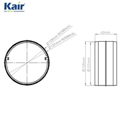 Kair Round Connector 125mm - 5 inch to Connect Duct Pipe or Flexible ...