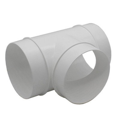 Kair Round Equal T-Piece 100mm - 4 inch Plastic Ducting Tee Junction ...