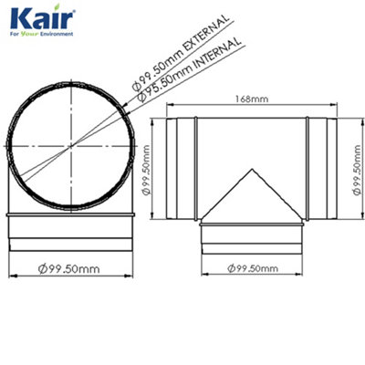 Kair Round Equal T-Piece 100mm - 4 inch Plastic Ducting Tee Junction ...