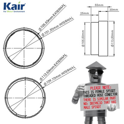 Kair Threaded Connector 100mm - 4 inch for Joining Flexible Hose to ...