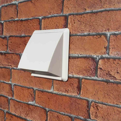 Kair White Cowled Outlet Grille 155mm External Dim Wall Vent With ...