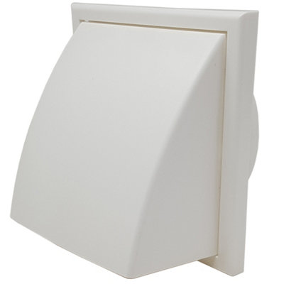 Kair White Cowled Outlet Grille 183mm External Dimension Wall Vent With 150mm - 6 inch Round ...