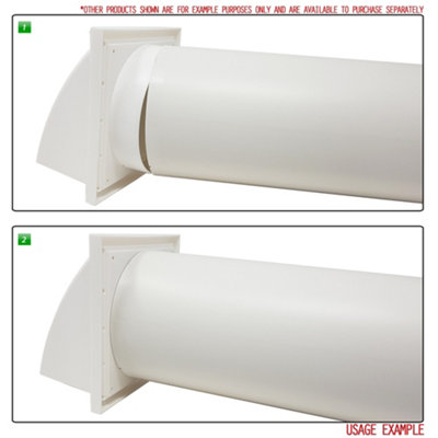 Kair White Cowled Outlet Grille 183mm External Dimension Wall Vent With ...