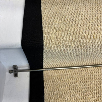 Kalahari Cream Wool Stair Runner With 100% Cotton Black Border Sample