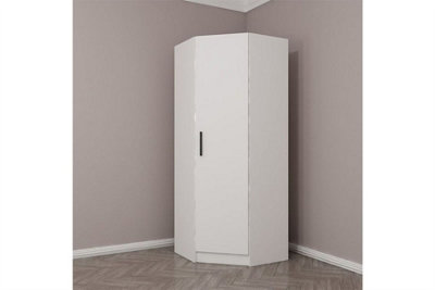 Kale Single Door Corner Wardrobe White