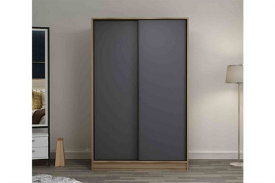 Kale Sliding Door Wardrobe 120 cm Dore Walnut & Anthracite | DIY at B&Q
