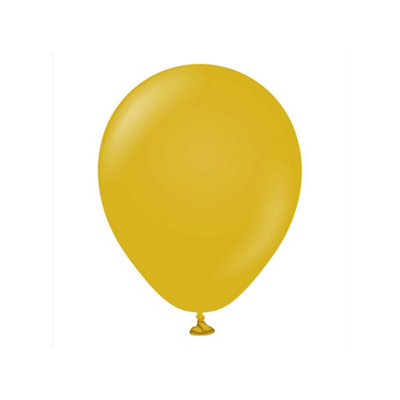 Kalisan Latex Retro Balloons (Pack of 100) Mustard (One Size)