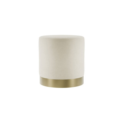 Kalua Small Cream Velvet Stool with Brushed Gold Base