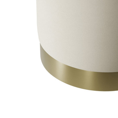 Kalua Small Cream Velvet Stool with Brushed Gold Base