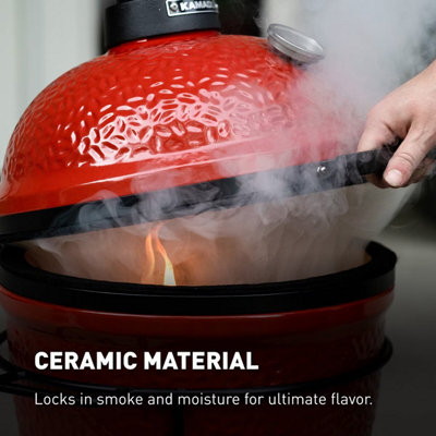 Kamado Joe Junior 13.5" Ceramic Charcoal BBQ Grill 5-in-1 Portable ...
