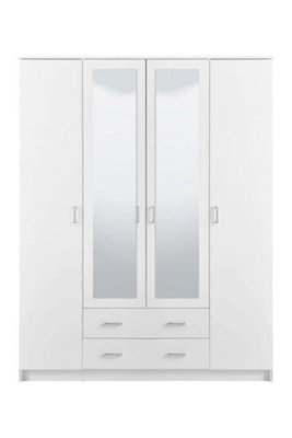 Kano White 4 Door 2 Drawer Mirrored Wardrobe