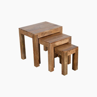 Kara Classic Stools (Set of 3) - Mango Wood - Natural