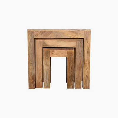 Kara Classic Stools (Set of 3) - Mango Wood - Natural