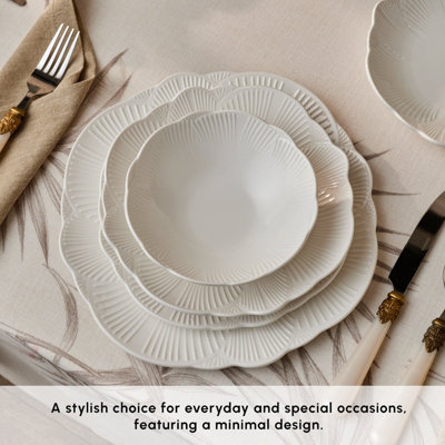 Karaca Bloom Bone China 24-Piece Dinner Set for 6 People, White